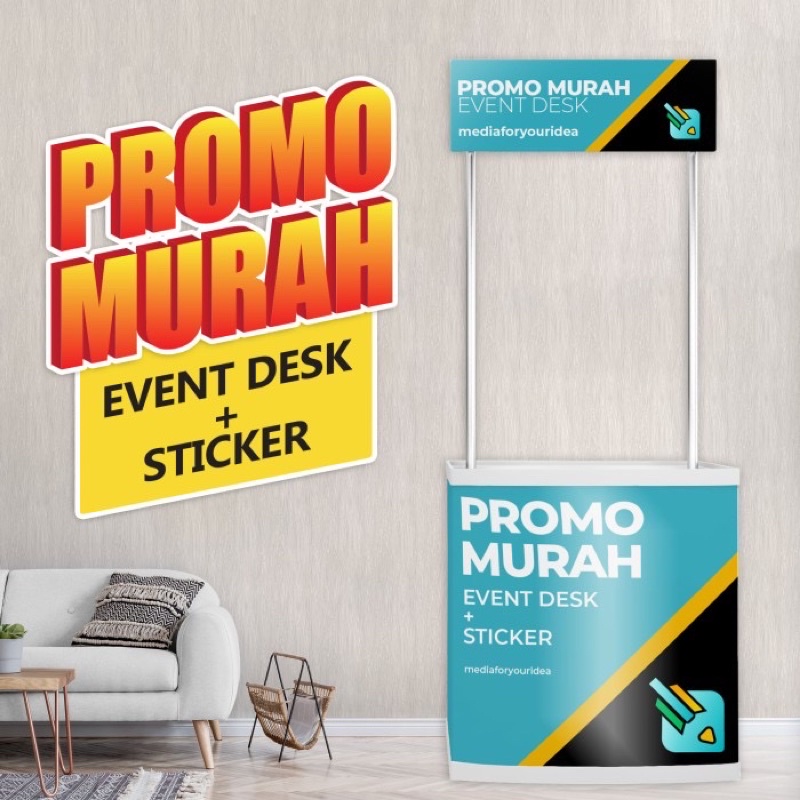Jual PROMO EVENT DESK PLUS STICKER / MEJA PROMO / STAND PROMO | Shopee ...