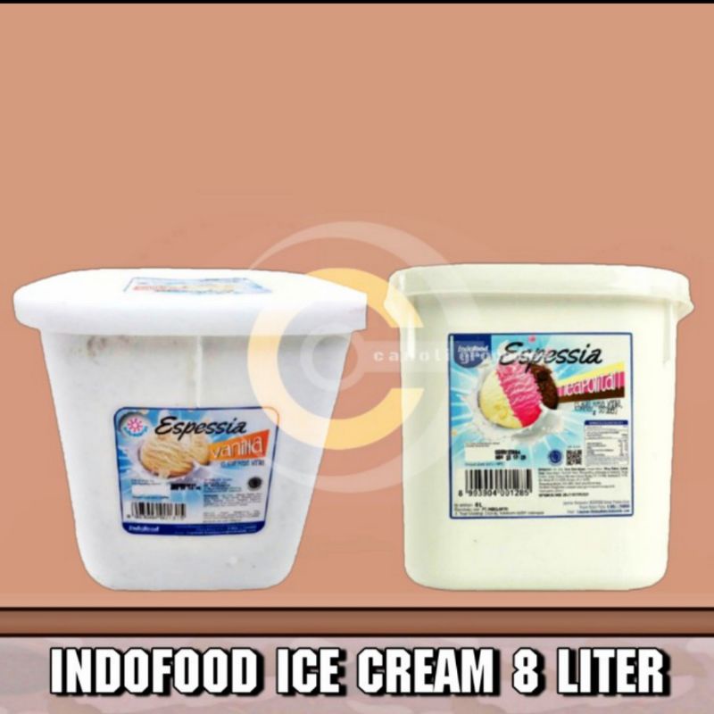 Jual indofood ice cream 8 liter /indo ice cream vanila dan neapolitan ...
