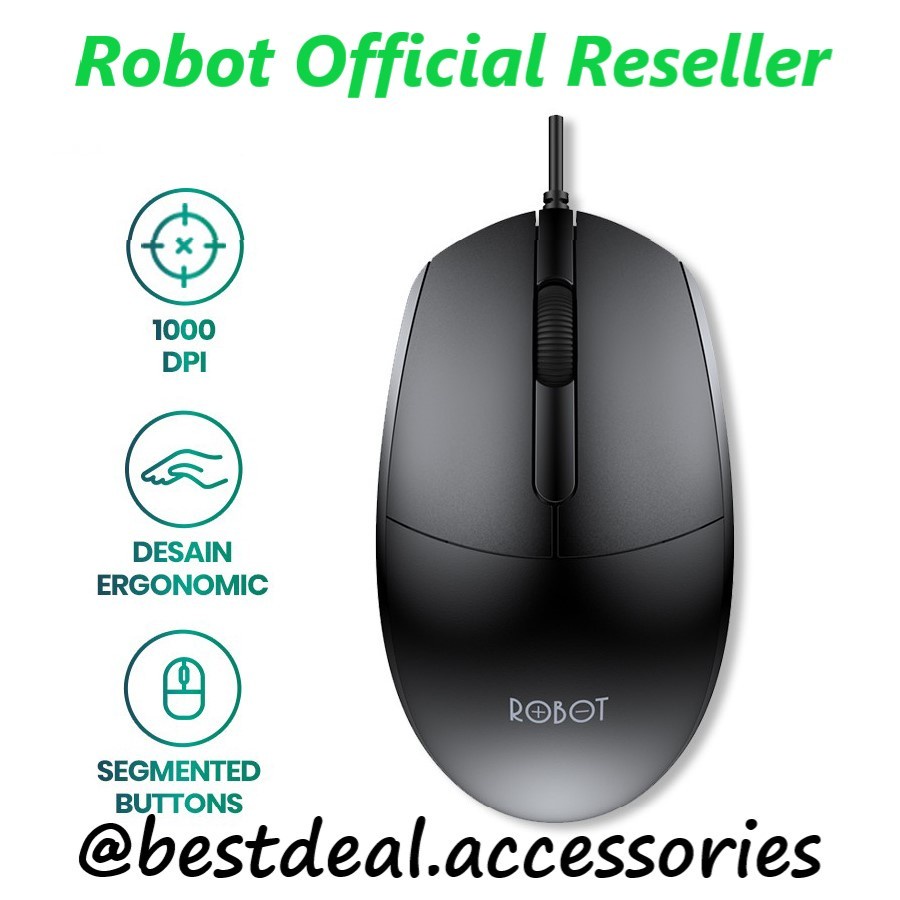 Jual Robot M120 Mouse Laptop - PC Office Wired Optical Mouse Komputer ...
