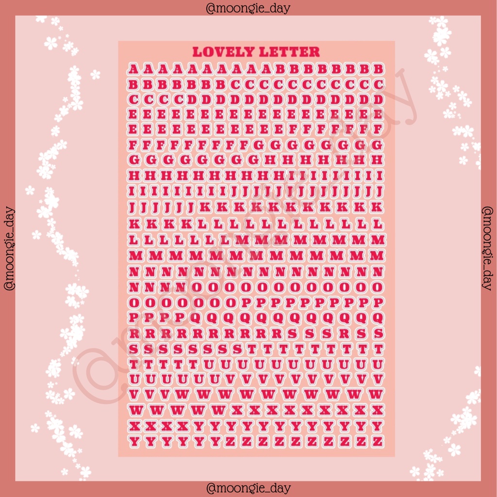 Jual 1 LEMBAR STIKER ALPHABET NUMBER HURUF ANGKA LOVELY LETTER SERIES ...