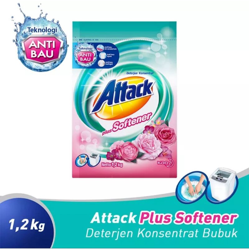 Jual ATTACK Plus Softener 1.2kg, ATTACK Detergent Cair 1200ml, ATTACK Hygiene Plus Protection ...