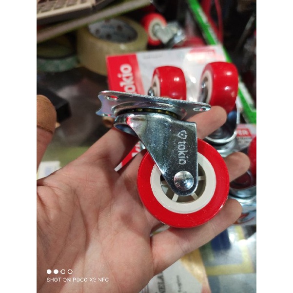 Jual roda merah 2inch hidup 1set (isi 4pc)/roda gepeng | Shopee Indonesia