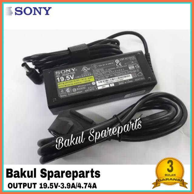 Jual Charger Adaptor Original Laptop Sony Vaio 19.5V-3.9A/4.74A ...