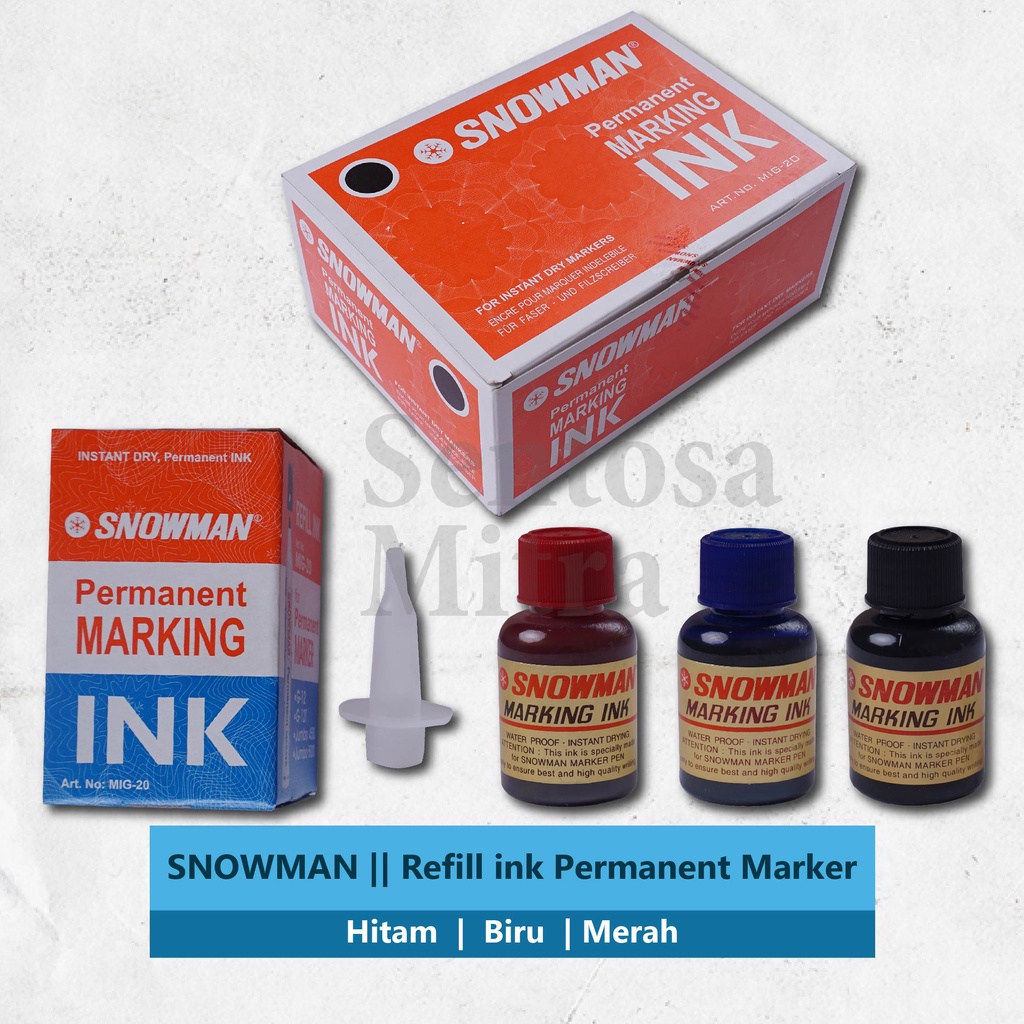 Jual Permanent Marking Ink Snowman / Refill Isi Ulang Spidol Tinta ...