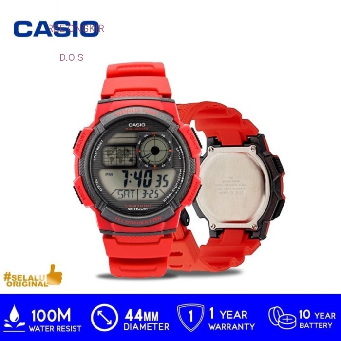 Jual Ready Casio GENERAL AE-1000W-1AVDF / AE 1000W 1AVDF / AE-1000W ORIGINAL - Merah | Shopee ...