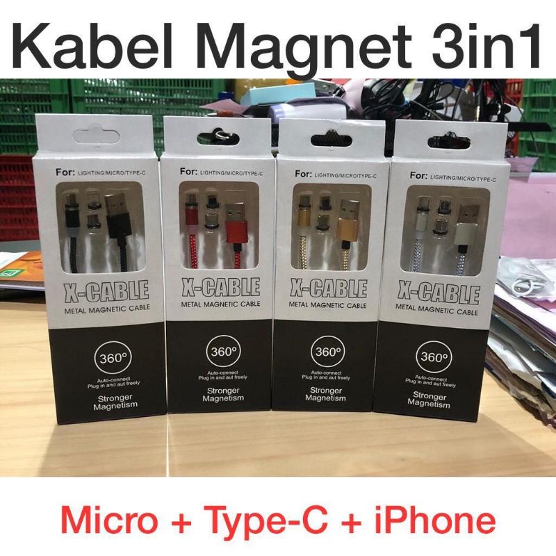 Jual kabel data magnetic ipone tipe c micro bisa tiga hp multi fungsi ...