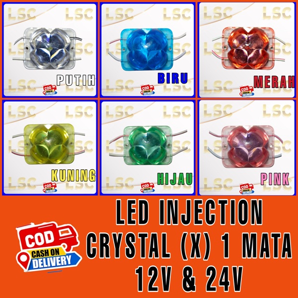 Jual lampu led injection crystal 1 mata terang bentuk X variasi motor ...