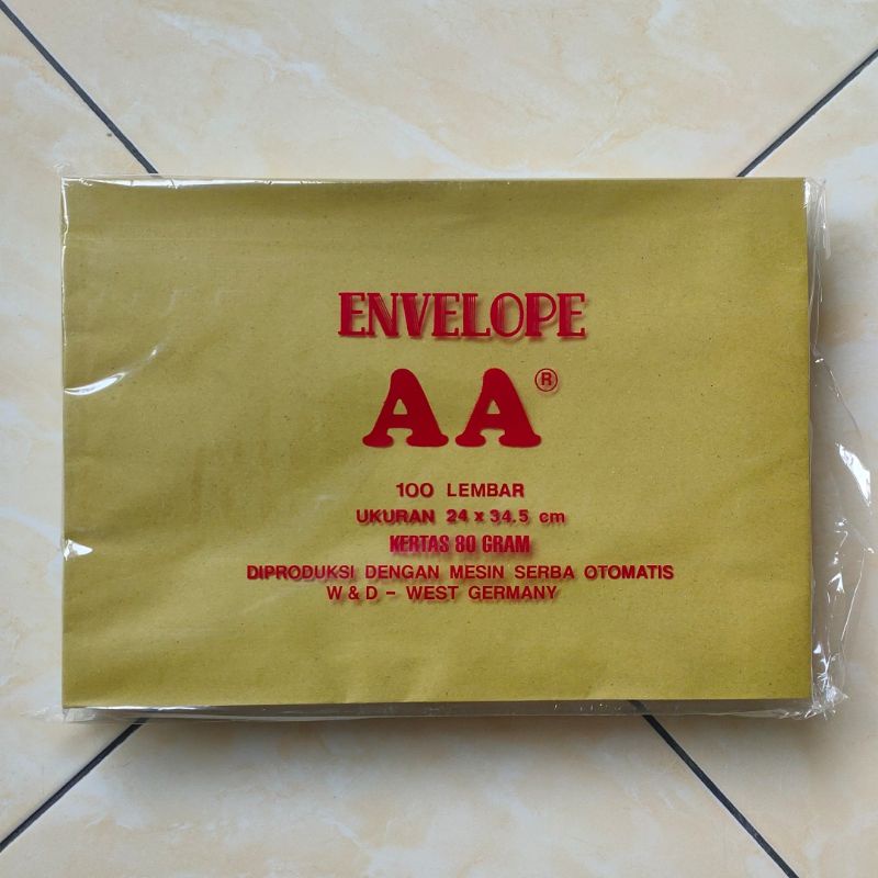 Jual Amplop Coklat AA 100 Lembar ukuran Kwarto / Folio F4 / Map A3 ...