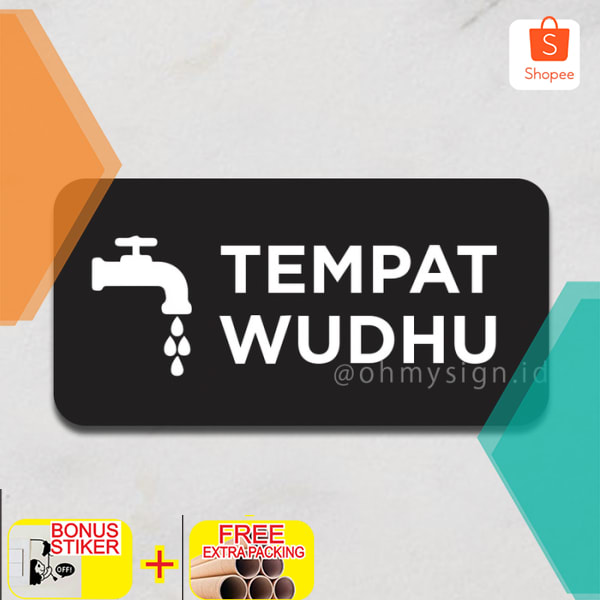 Jual Sign Tempat Wudhu Modern Akrilik Print | 30x10 cm | Sign Board ...