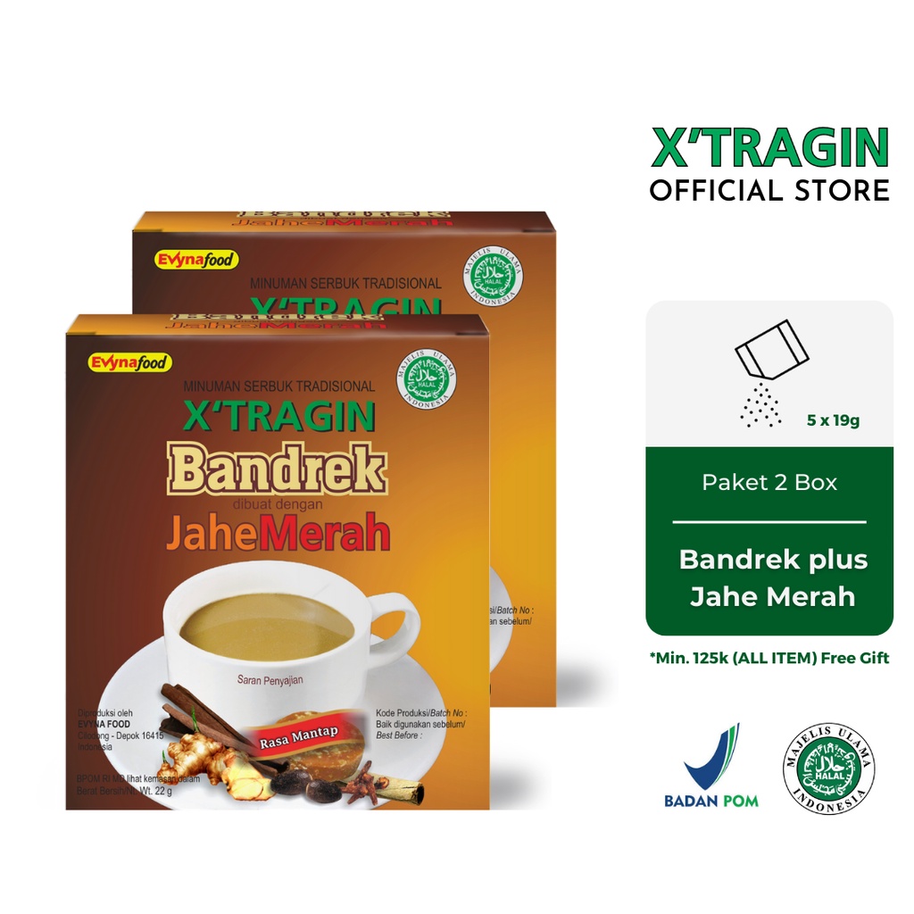 Jual X'Tragin Bandrek dengan Jahe Merah Minuman Serbuk Twin Pack ...