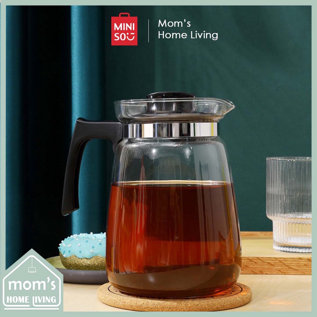 Jual (PACKING KAYU) MINISO Teko Kaca 1.5L Volume Besar Kaca Pot Teh ...