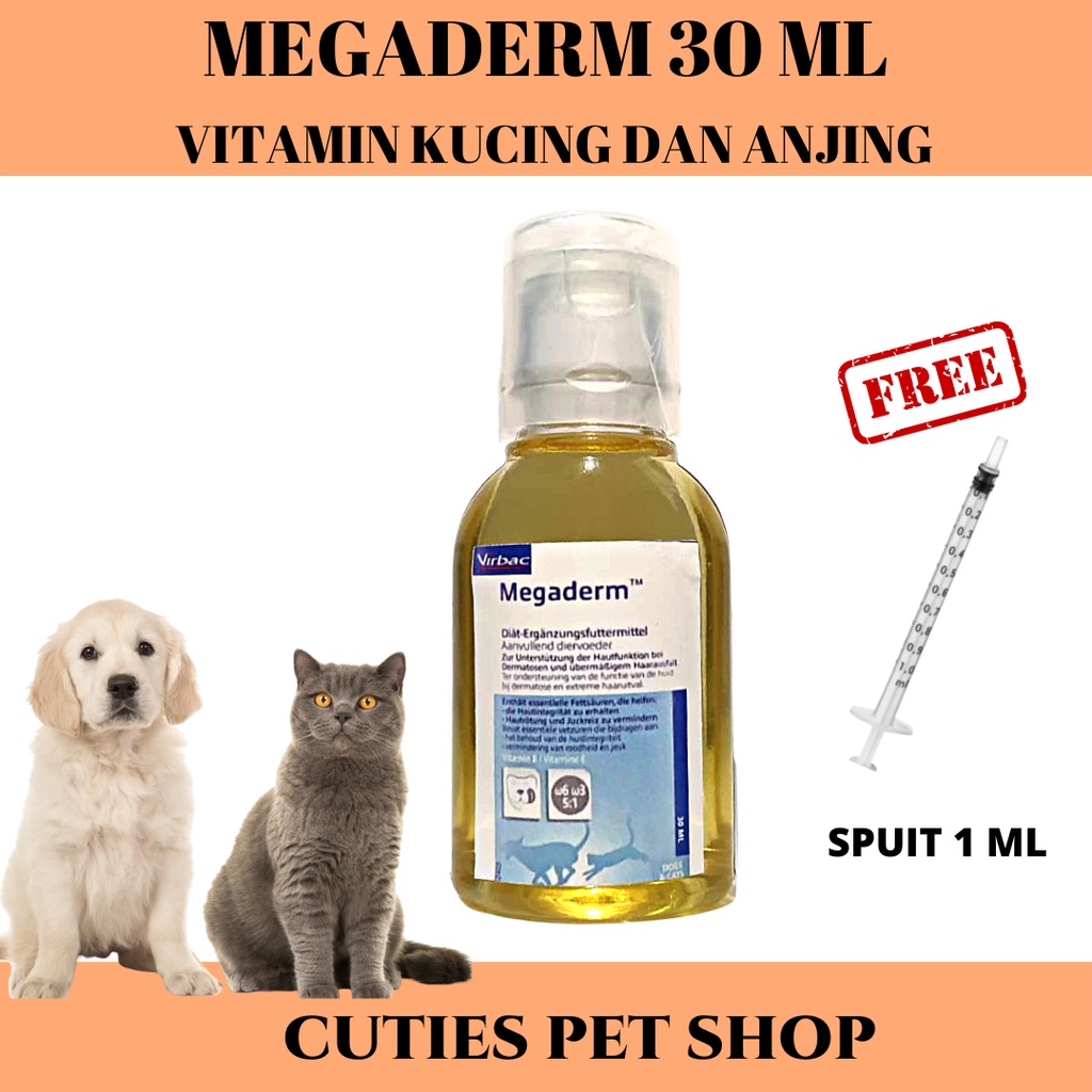 Jual FREE SPUIT ! MEGADERM VITAMIN ANJING KUCING 30 ML VITAMIN KULIT ...