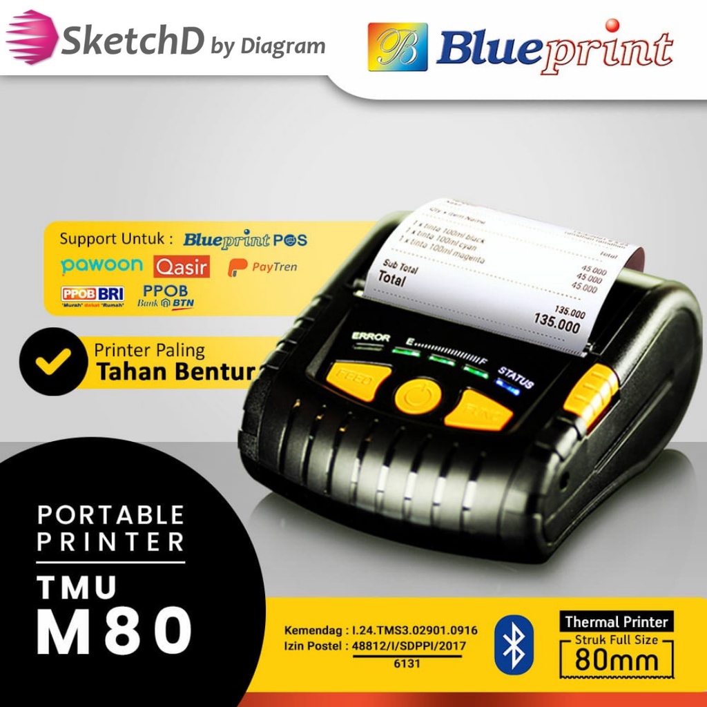 Jual Printer Thermal Kasir Portable Blueprint TMU-M80 Koneksi USB ...