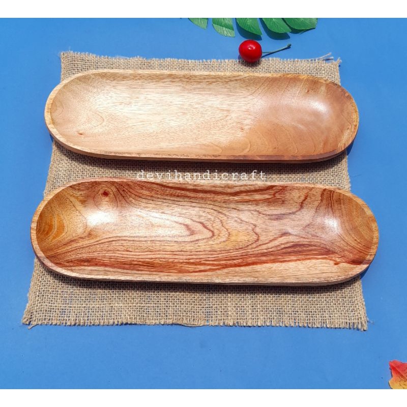 Jual piring kayu/piring saji/piring sushi oval 10×30 mahoni/sushi ...