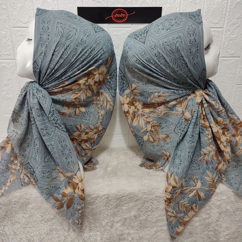 Jual HIJAB SEGI EMPAT VOAL MOTIF BUNGA BATIK ABU KERUDUNG JILBAB MURAH | Shopee Indonesia
