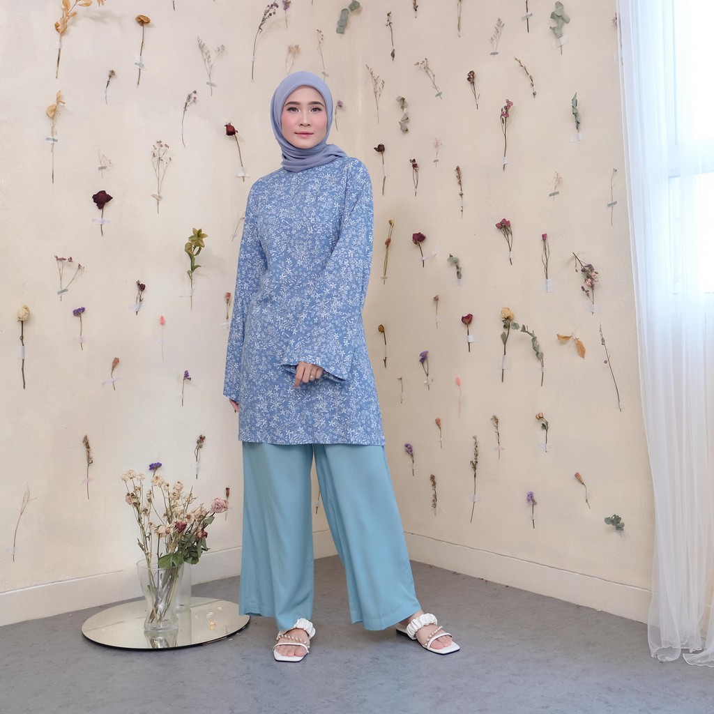 Jual BAJU BUSUI PREMIUM - Blue flower ONE SET (FREE MASKER) | Shopee ...