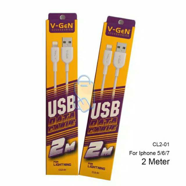 Jual Kabel Data Lightning 2 meter Vgen CL2-01 Panjang 2 meter | Shopee Indonesia