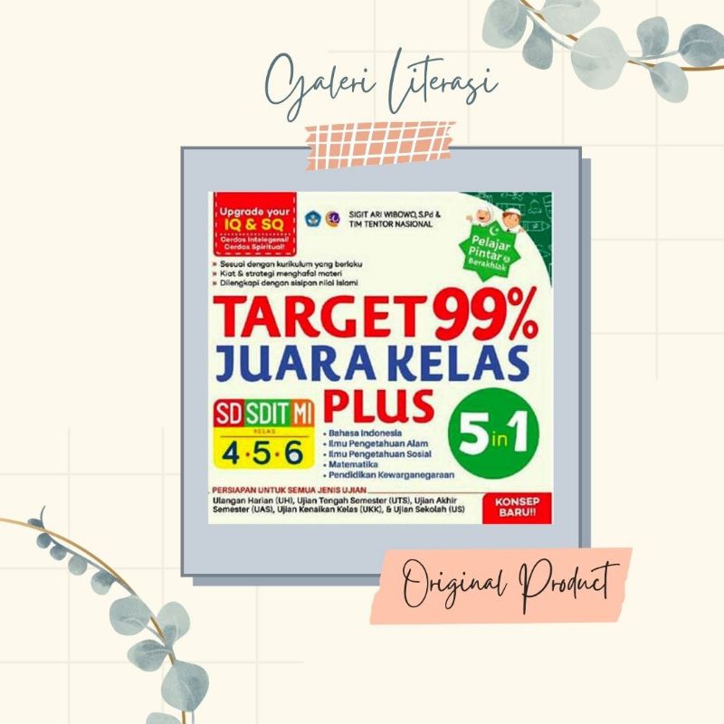 Jual Target 99% Juara Kelas Sd/Sdit/Mi Kelas 4, 5, 6 Plus 5 In 1 ...