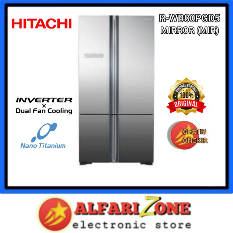 Jual Kulkas HITACHI Side by side 4 pintu R-WB80PGD5 MIR MIRROR ...
