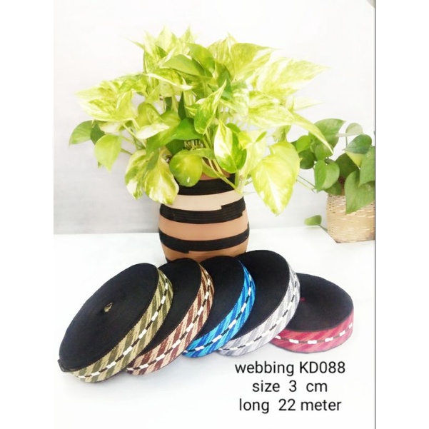 Jual bisban tali webbing motif pyramide ukuran 3 cm 1 rol panjang 20 ...