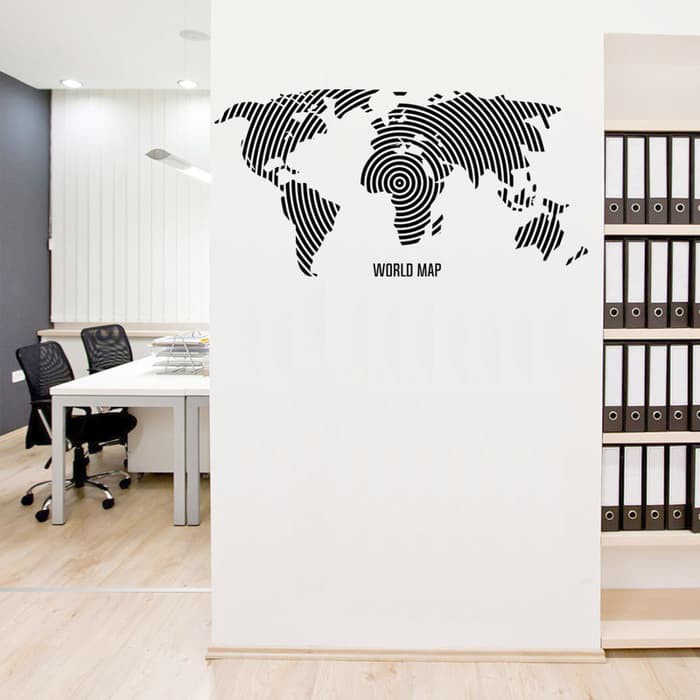 Jual Wall Stiker Peta Dunia World Map Circle Sticker Dinding Rumah ...