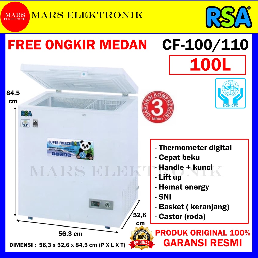Jual CHEST FREEZER RSA CF-100B / CF-110B / 100L / CF 100 B / CF 110 B ...