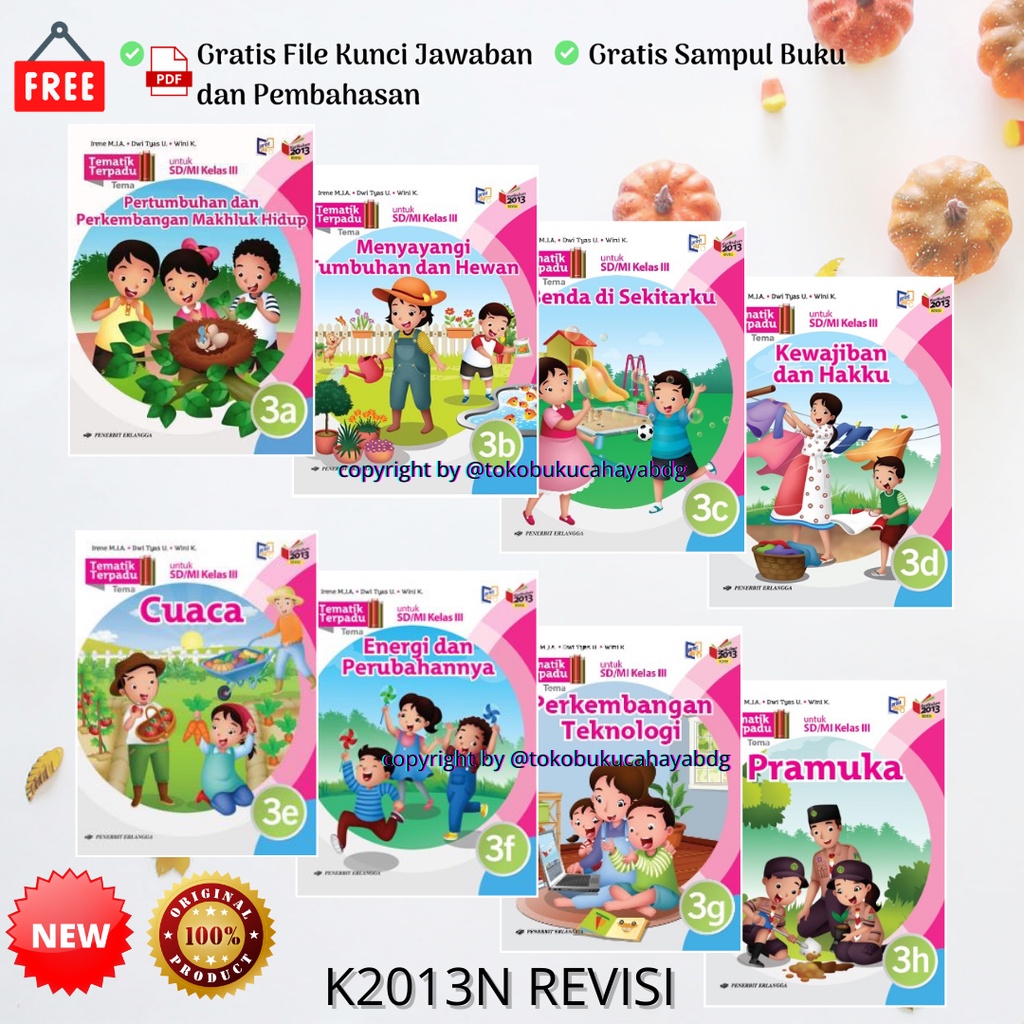 Jual TEMATIK TERPADU KELAS 3A 3B 3C 3D 3E 3F 3G 3H SD / MI KURIKULUM 2013 BUKU ERLANGGA | Shopee ...