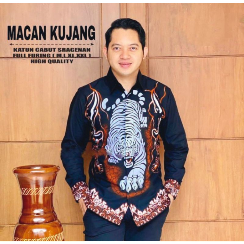Jual KEMEJA BATIK SOLO-BAJU BATIK MOTIF MACAN KUJANG SILIWANGI-BAJU ...