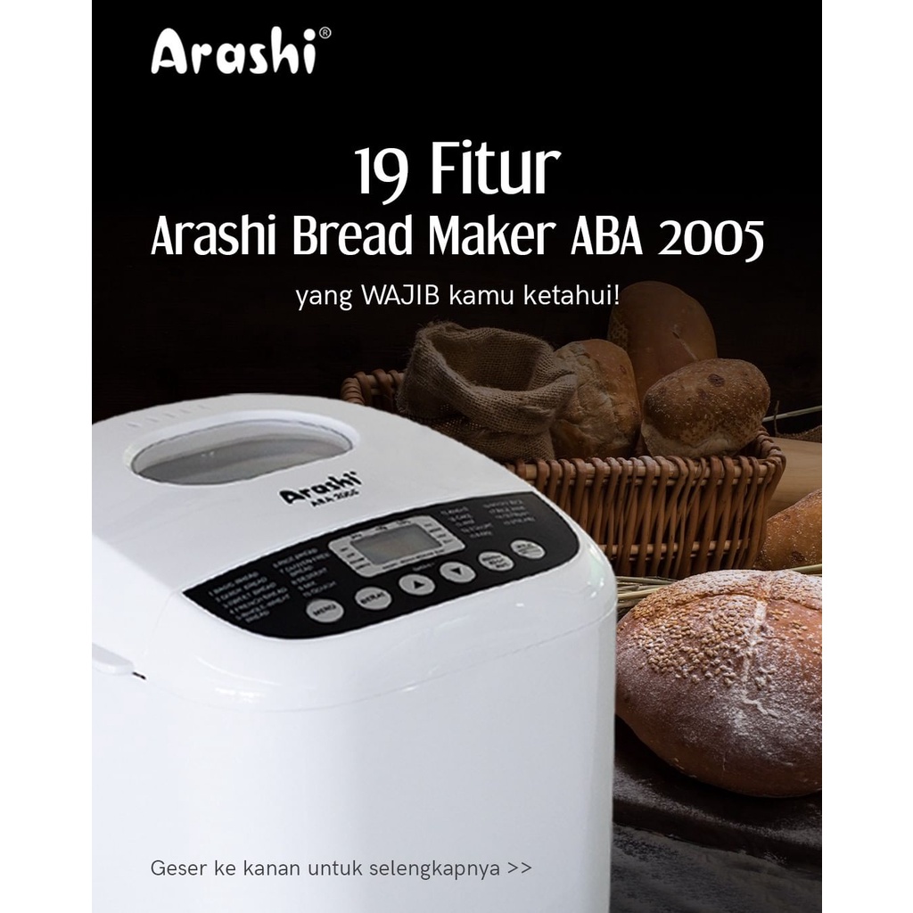 Jual Arashi Digital Bread Maker Electric - Alat Mesin Pembuat Roti Otomatis ABA 2005 Listrik ...