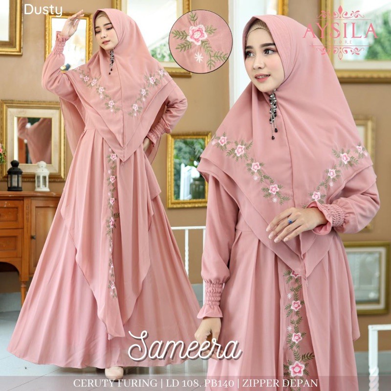 Jual Sameera Gaun Syar'i Cantik Gaun Polos | Shopee Indonesia