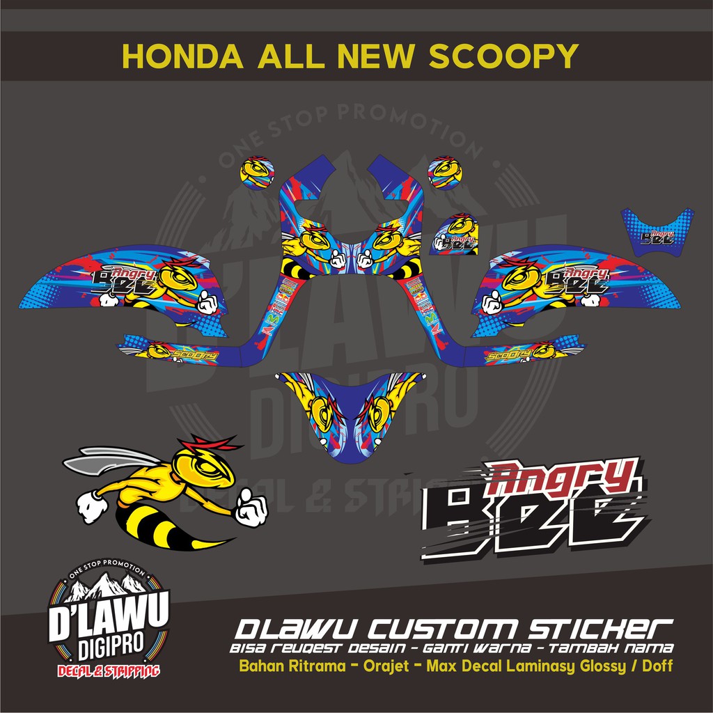 Jual Decal Sticker Honda All New Scoopy Angry Bee | Shopee Indonesia