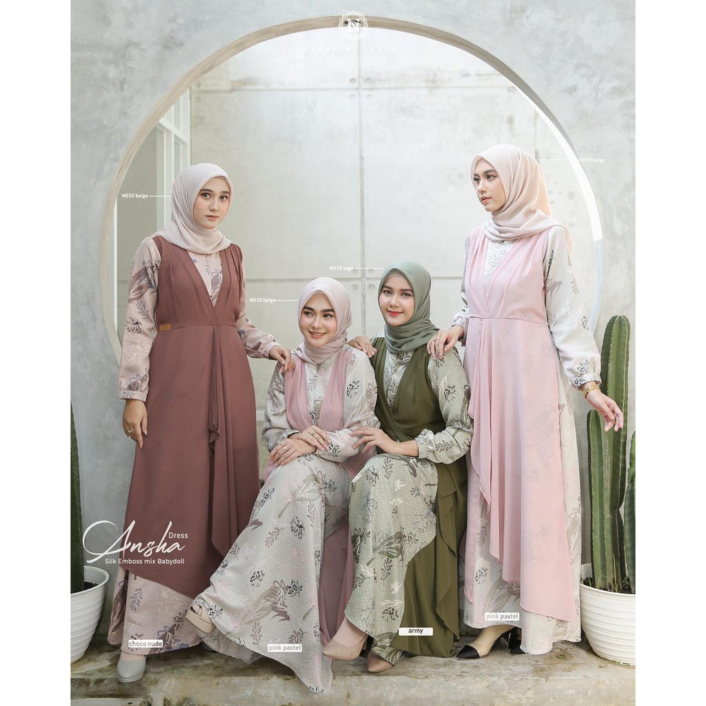 Jual DR205| ANSHA DRESS by Nadheera Luxury [ NEW - ND Pattern Series ] Gamis Nadheera Luxury ...