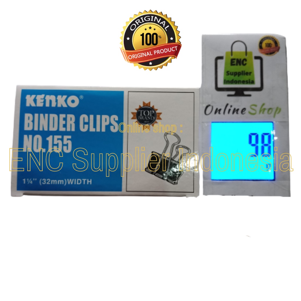 Jual 12 buah KENKO binder clips no. 155 paper clip no.155 klip 1 1/4 ...