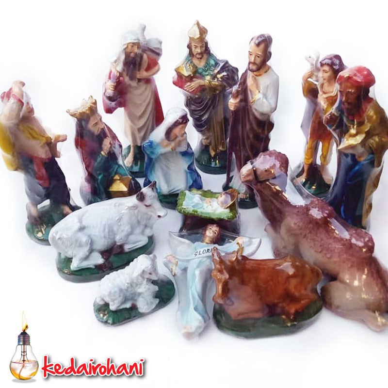 Jual Set Patung Natal 20 cm Keluarga Kudus Yesus Maria Yosef Gembala ...