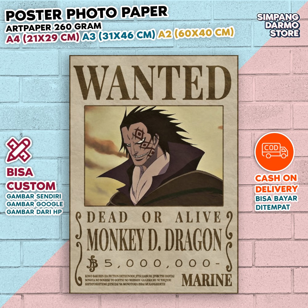 Jual Poster Buronan Monkey D. Dragon Terbaru Ayah Bapak Luffy Foster ...