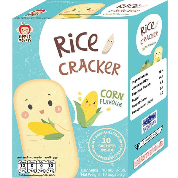 Jual APPLE MONKEY RICE CRACKER CORN FLAVOUR 30g | Shopee Indonesia