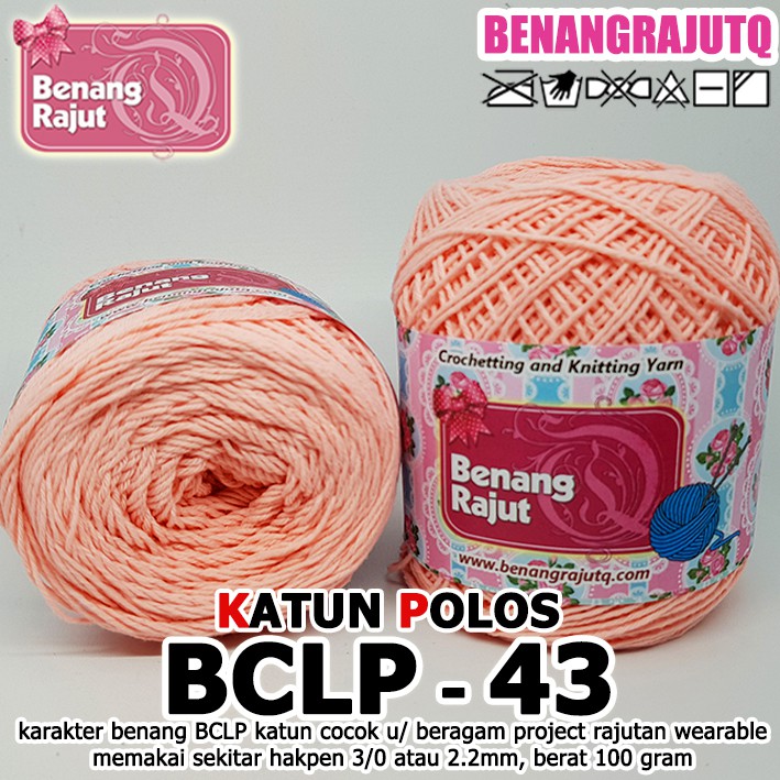 Jual BENANG RAJUT BCLP 43 I KATUN POLOS BCLP 43 SALEM | Shopee Indonesia