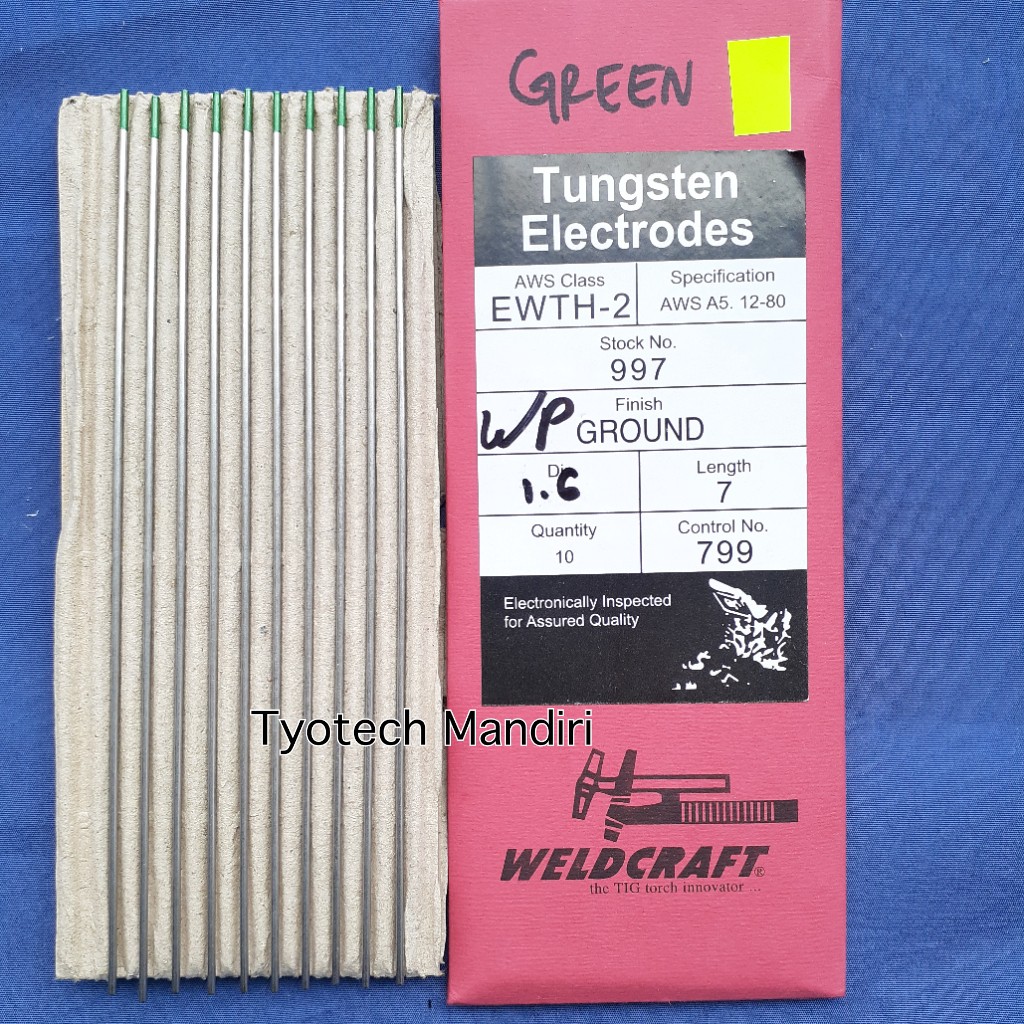 Jual Tungsten Merk Weld Craft 1.6 Mm Green For Alumunium | Shopee Indonesia