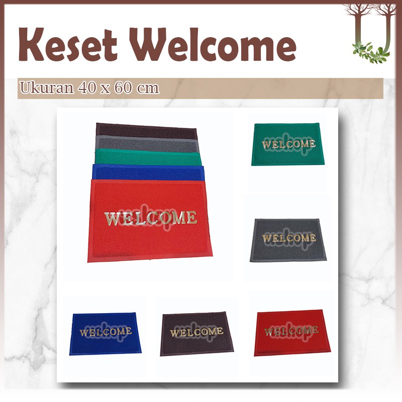 Jual Keset Welcome 40x60 Cm Haoliving warna abu merah biru hijau coklat ...