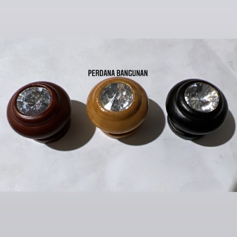 Jual HANDLE KNOB KAYU / TARIKAN BULAT KAYU KRISTAL ATAU INTAN / HANDLE ...