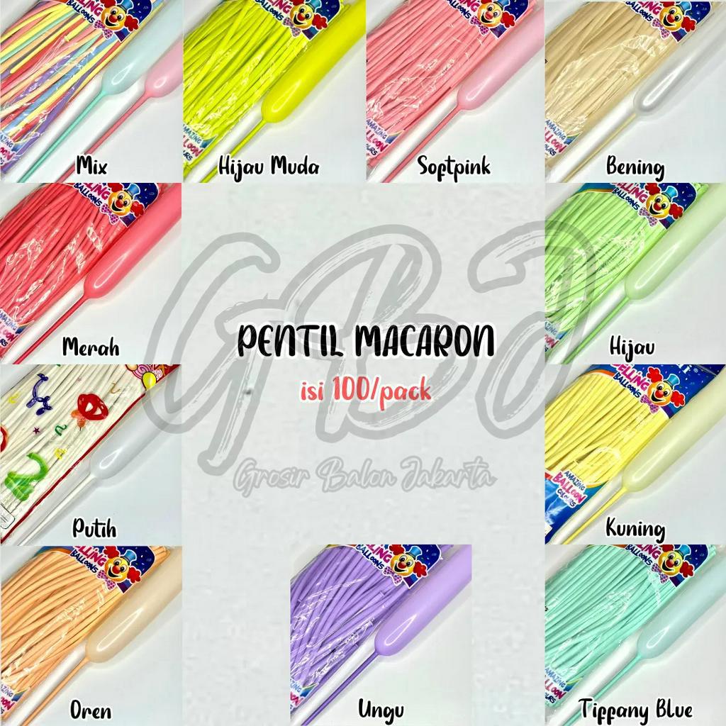 Jual (GROSIR) Balon PENTIL MACARON / Twist - isi 100pcs [Dunpai ...
