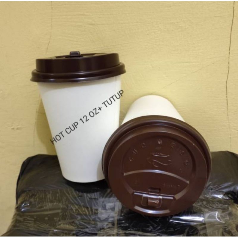 Jual PAPER HOT CUP 12 OZ +TUTUP /GELAS KOPI 12OZ+TUTUP (ISI 50 PCS/SLOP) | Shopee Indonesia