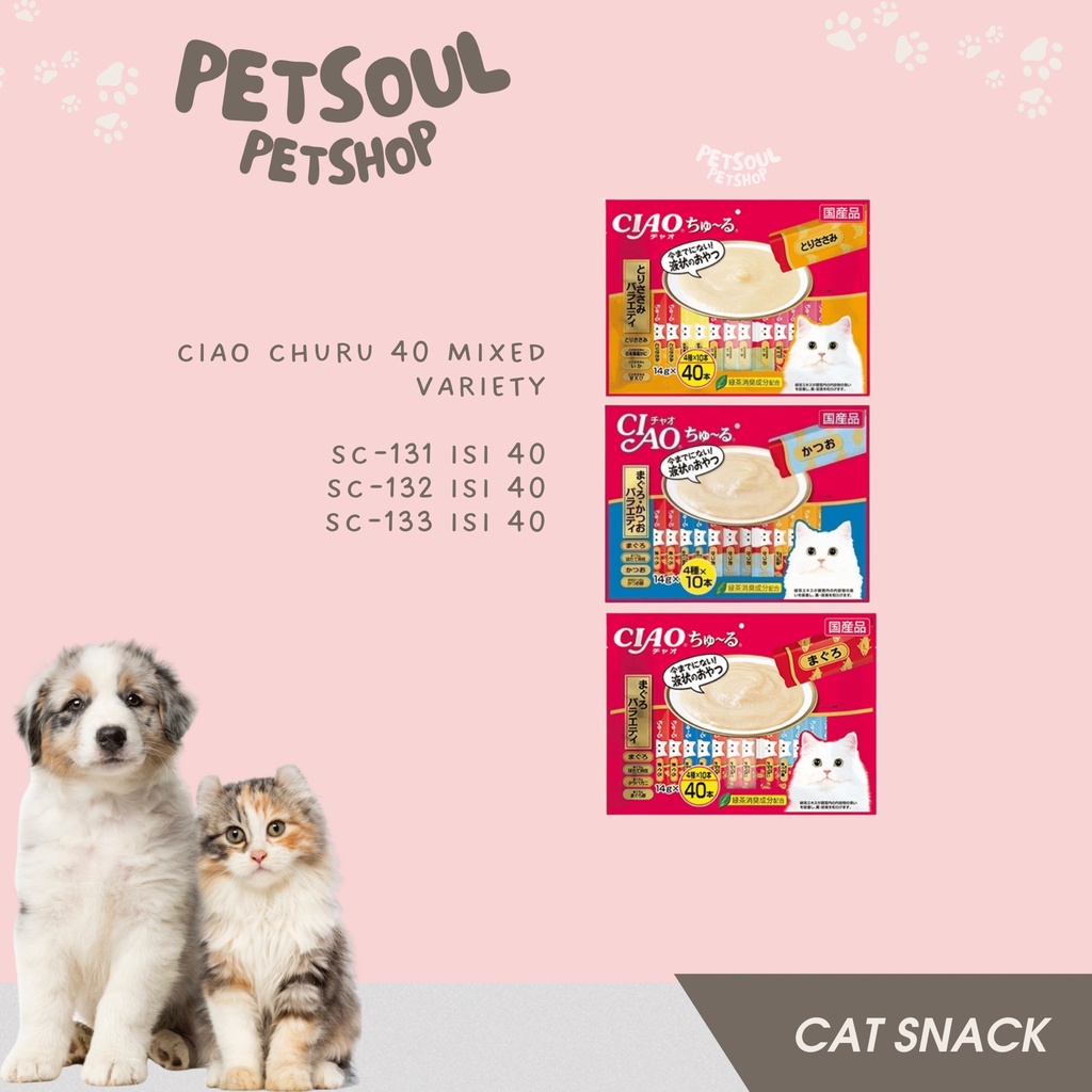 Jual Ciao Churu 40 Mixed Variety Ciao Chu Ru isi 40 Sachet Snack Kucing | Shopee Indonesia