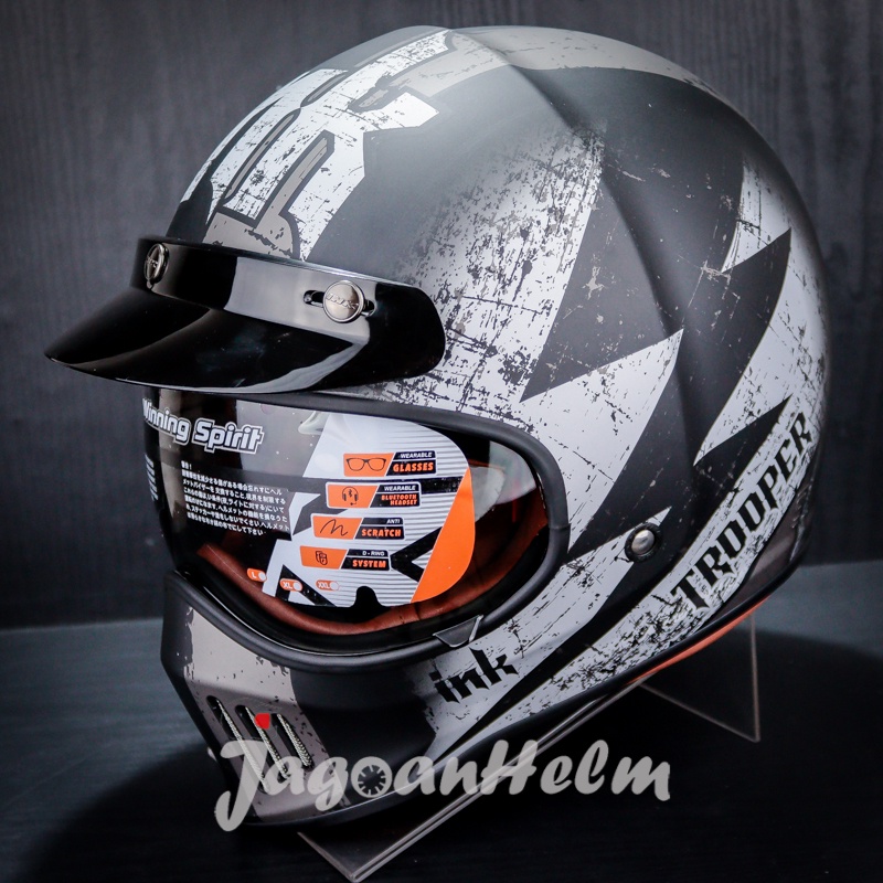 Jual INK HELM TROOPER THUNDER MATT | BLACK GUN METAL | RETRO CLASSIC ...