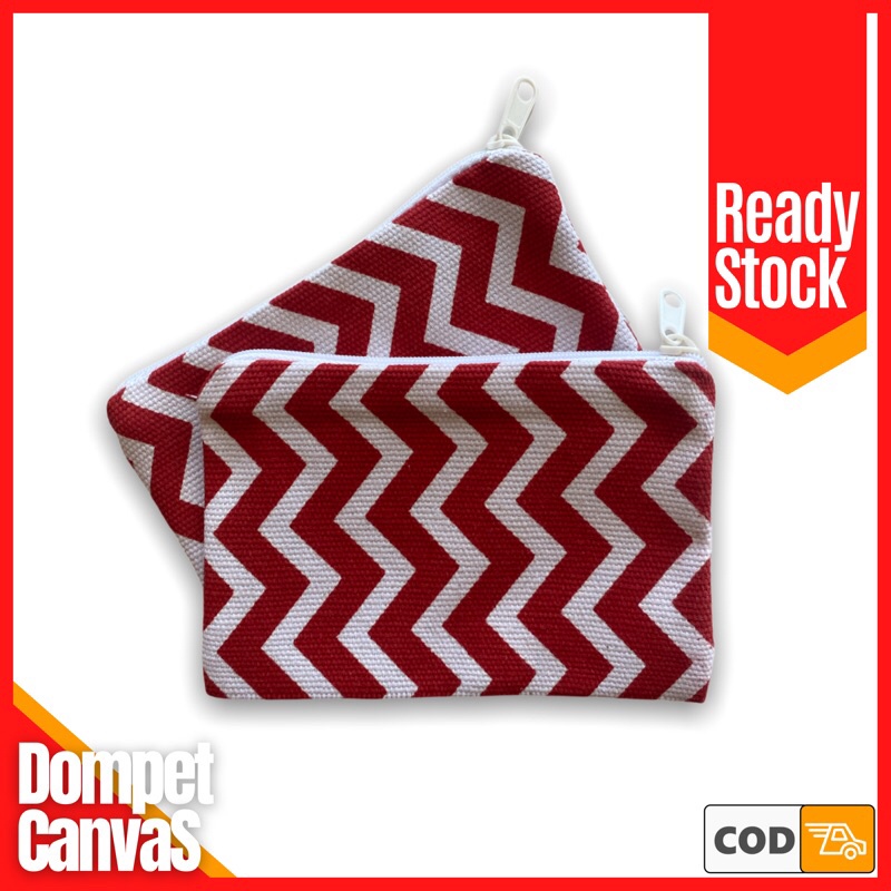 Jual Vbstore89 ~ DOMPET KANVAS MOTIF CHEVRON MERAH | DK 14.10 | Shopee ...