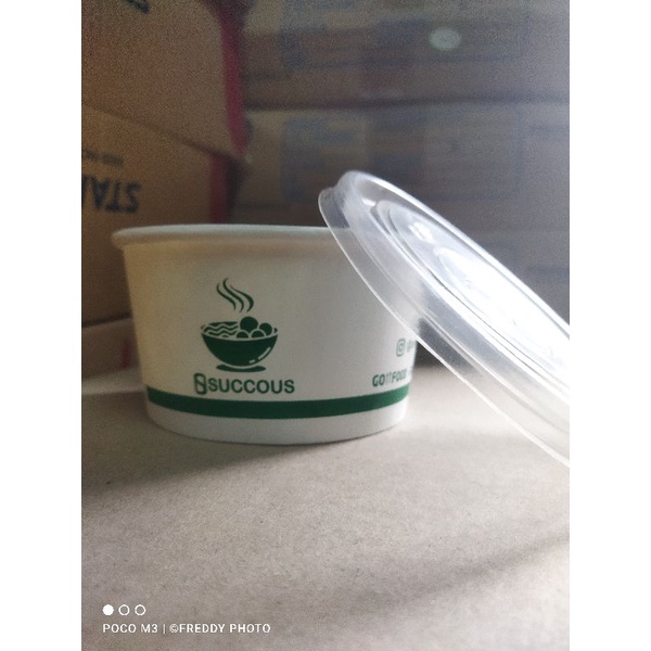 Jual Paper bowl 650ml dan tutup, sablon logo custom 1000 pcs | Shopee ...