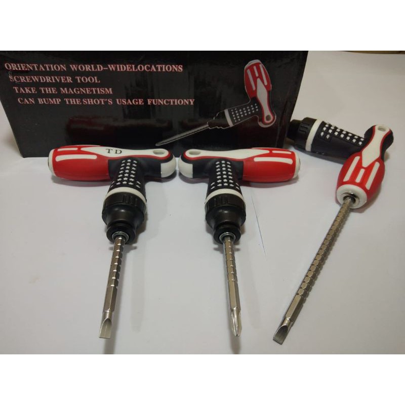 Jual OBENG BOLAK BALIK STEEL AMERICAN MODEL T/OBENG BB MODEL T GAGANG ...