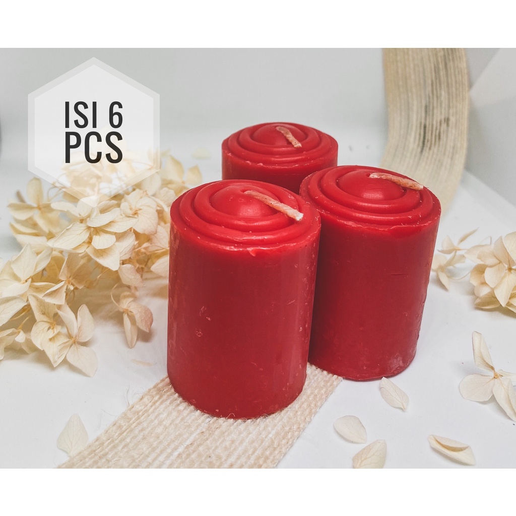 Jual Lilin Bulat Pendek Warna Putih / Merah Isi 6 Buah Lilin Lampu ...