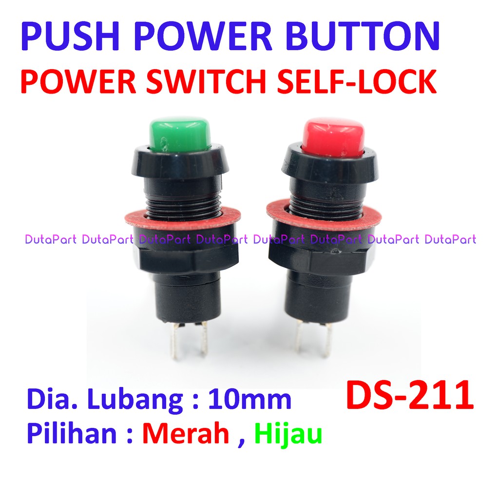 Jual Push Power Button SELF-LOCK Kunci Switch Saklar DS-211 Kualitas ...