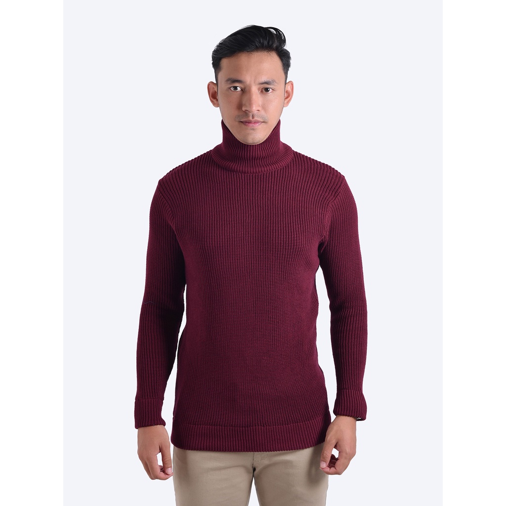Jual Gomuda Sweater Rajut Pria Cord Turtleneck - Maroon | Shopee Indonesia